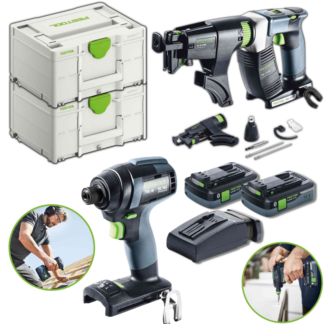 Festool zestaw akumulatorowy wkrętarka DWC 18-4500 + zakrętarka udarowa ...